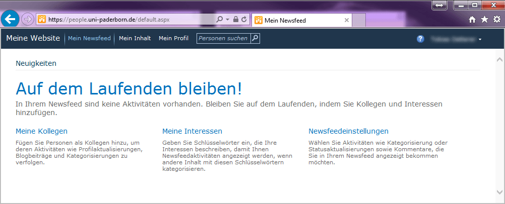 SharePoint Persönliche Website erstellen – ZIM HilfeWiki